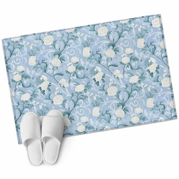 Bathroom Rugs 2x3 Ft, Blue Flowers Non Slip Area Rugs for Kitchen ...