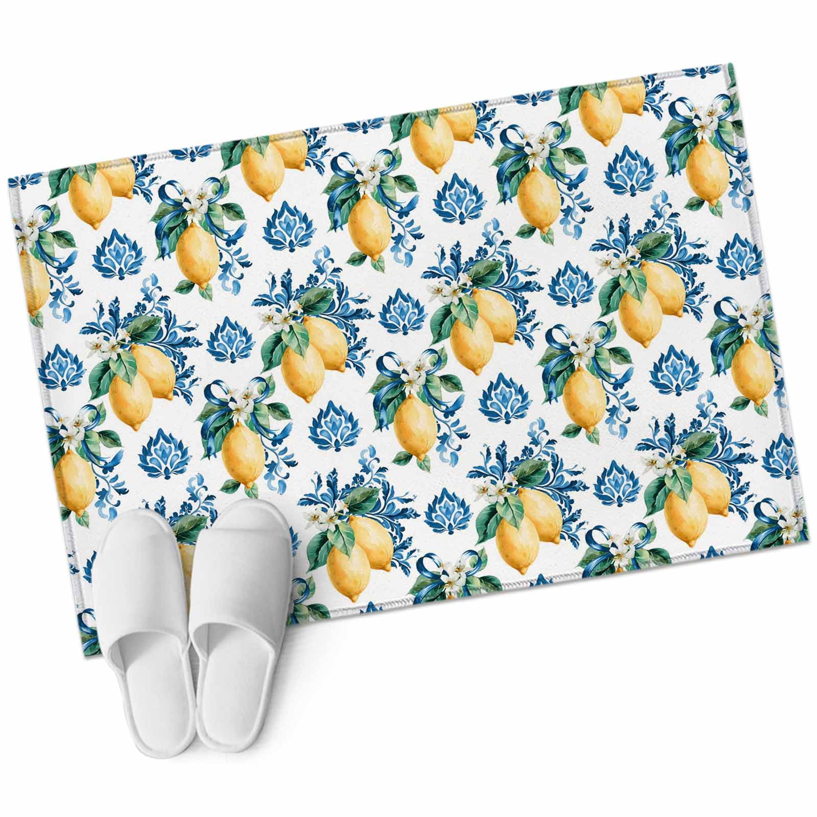 Bathroom Rugs 2x3 Ft, Blue Flowers Non Slip Area Rugs for Kitchen ...