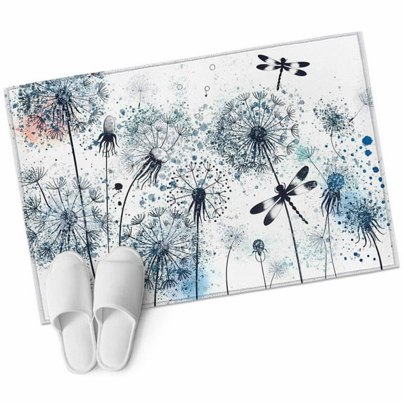 Bathroom Rugs 2x3 Ft, Blue Teal Dandelion Non Slip Area Rugs for ...