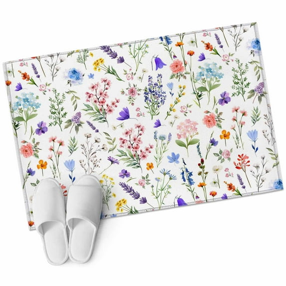 Bathroom Rugs 2x3 Ft, Botanical Flowers Non Slip Area Rugs for Kitchen ...