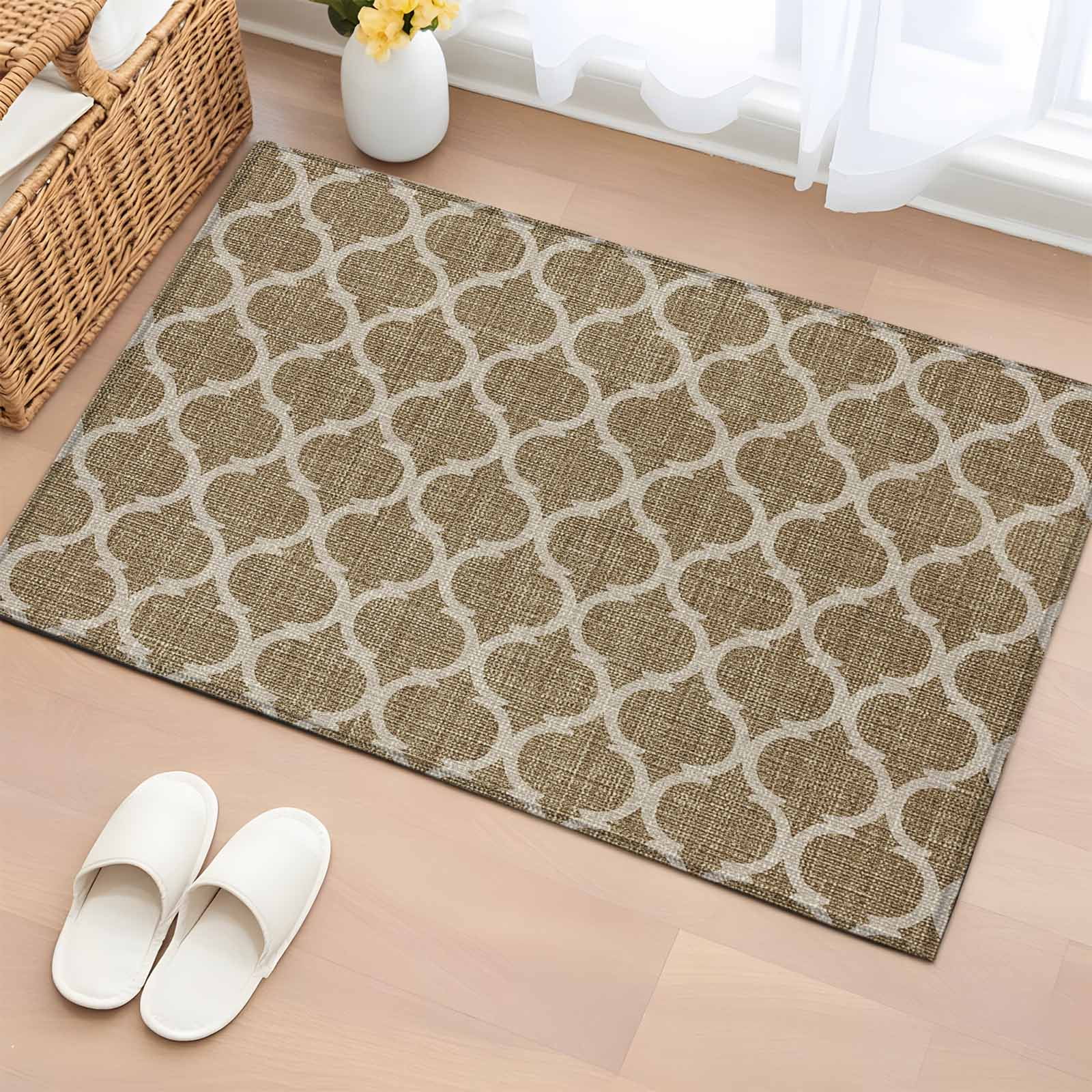 Bathroom Rugs 2x3 Ft, Brown Non Slip Area Rugs for Kitchen Bedroom ...