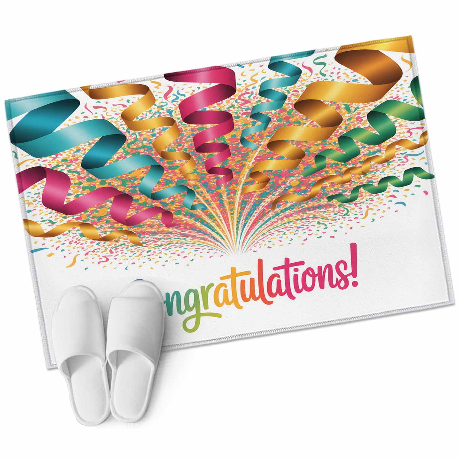 Bathroom Rugs 2x3 Ft, Colorful Congratulations Non Slip Area Rugs for ...