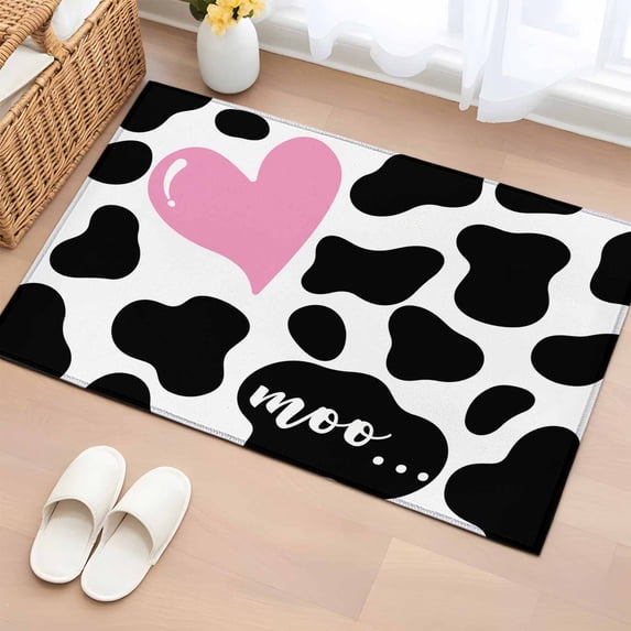 Bathroom Rugs 2x3 Ft, Cow Printed Non Slip Area Rugs for Kitchen ...