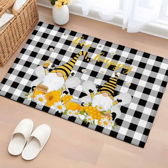 Bathroom Rugs 2x3 Ft, Daisy Bees Gnomes Non Slip Area Rugs for Kitchen ...