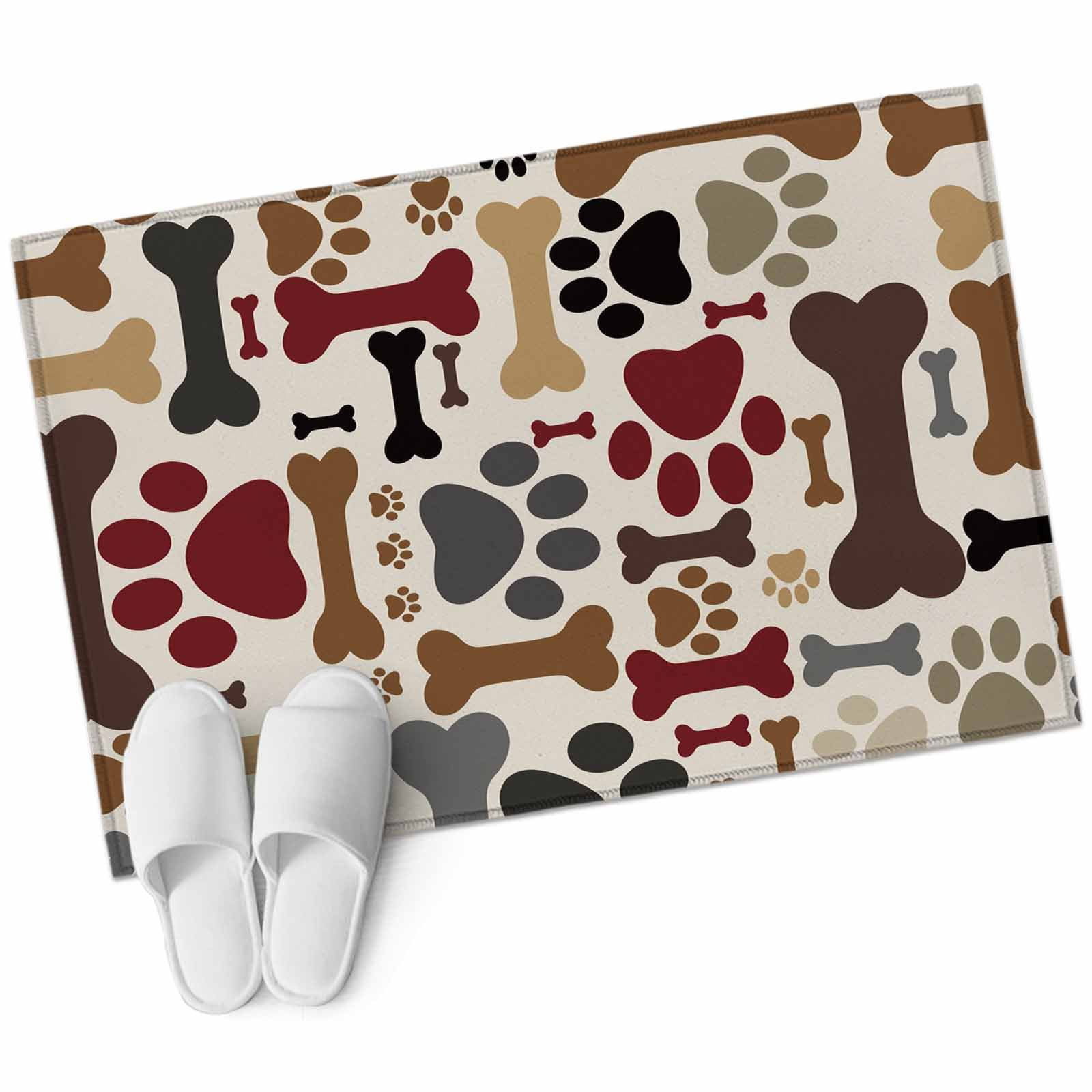 Bathroom Rugs 2x3 Ft, Dog Paw Print Non Slip Area Rugs for Kitchen ...