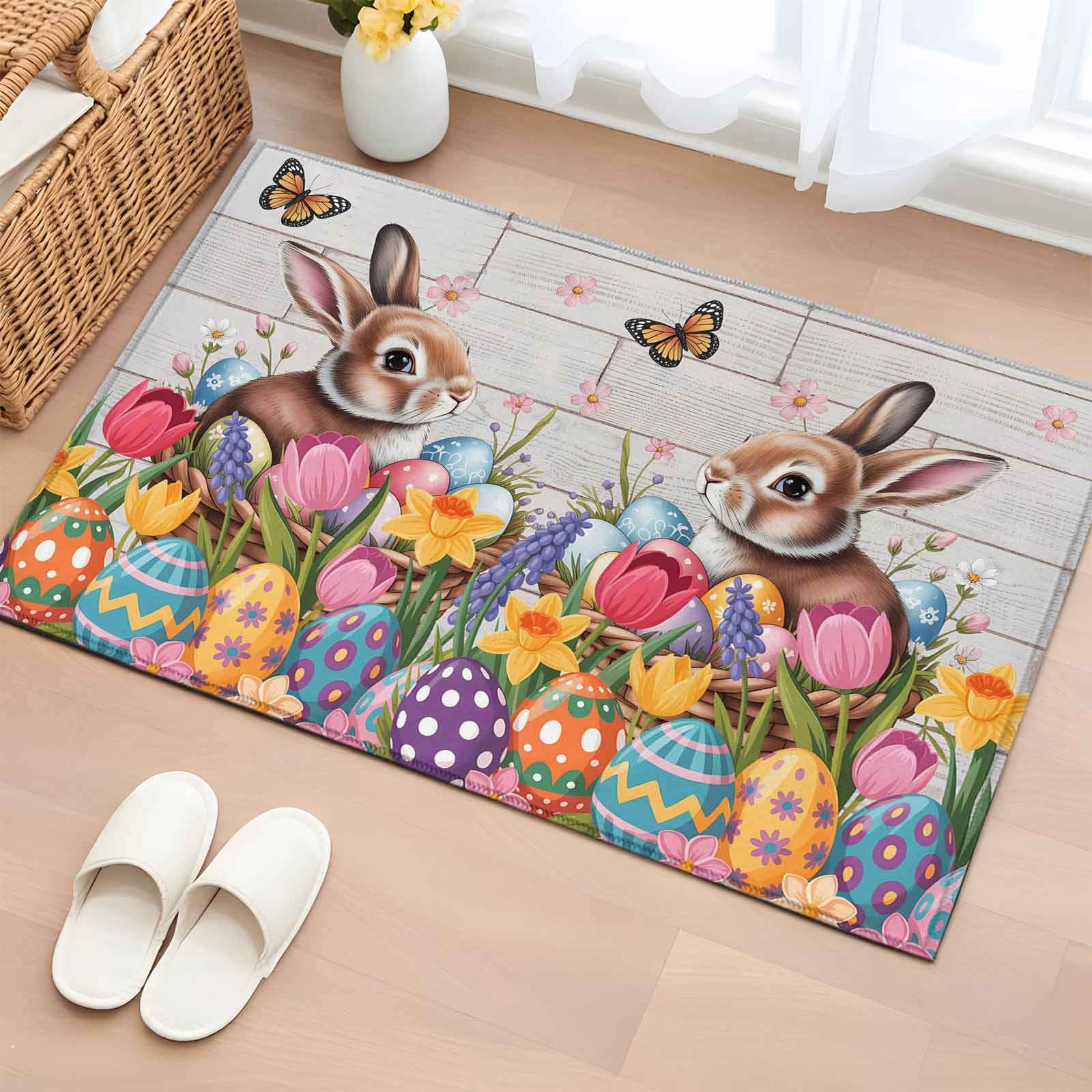 Bathroom Rugs 2x3 Ft, Easter Bunny Non Slip Area Rugs for Kitchen ...