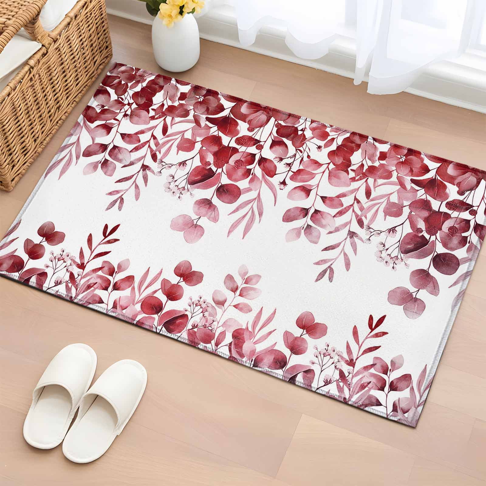 Bathroom Rugs 2x3 Ft, Eucalyptus Leaves Non Slip Area Rugs for Kitchen ...