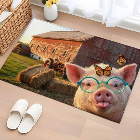 Bathroom Rugs 2x3 Ft, Farm Pig Non Slip Area Rugs for Kitchen Bedroom ...