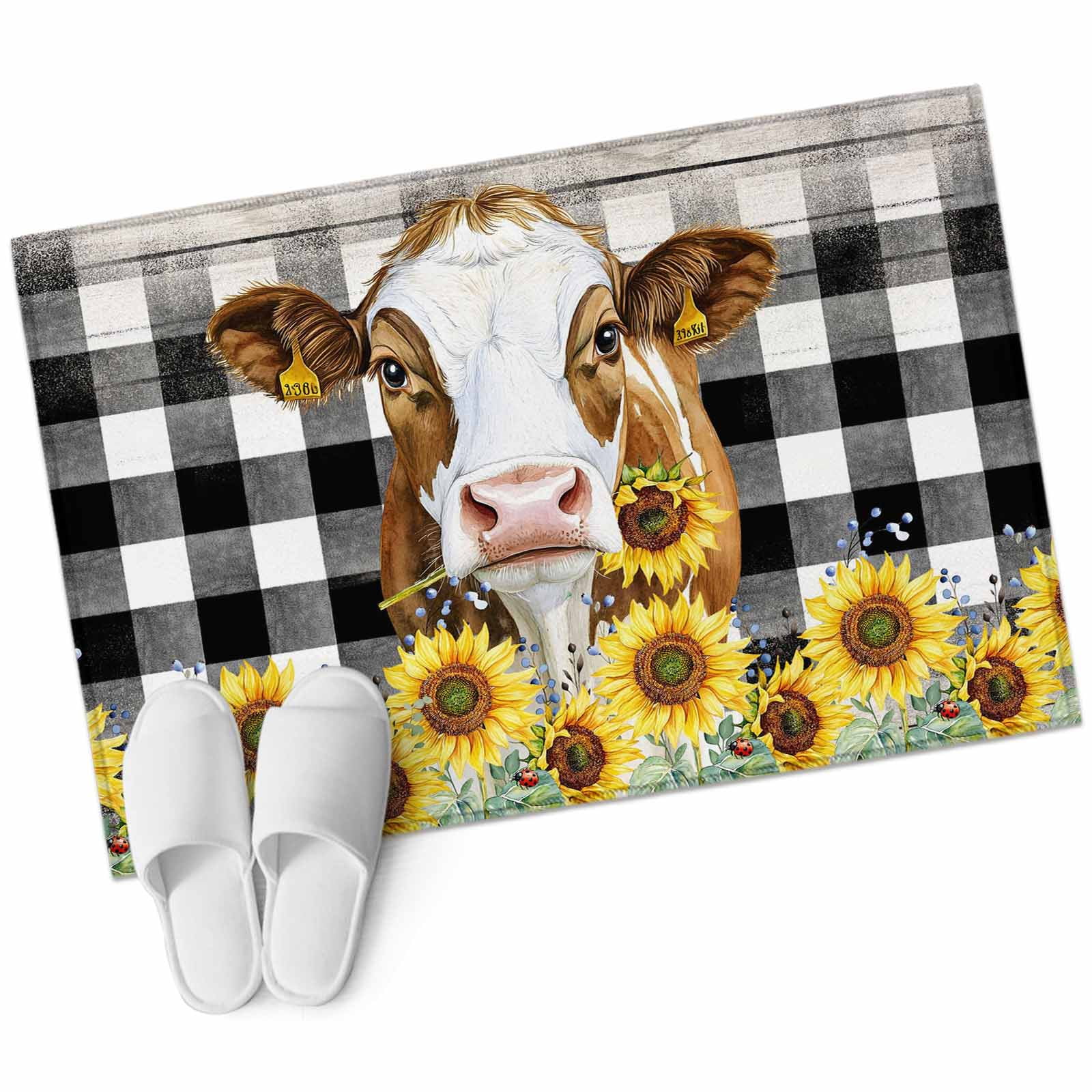 Bathroom Rugs 2x3 Ft, Farmhouse Cow Non Slip Area Rugs for Kitchen ...