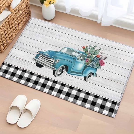 Bathroom Rugs 2x3 Ft, Farmhouse Wood Grain Non Slip Area Rugs for ...