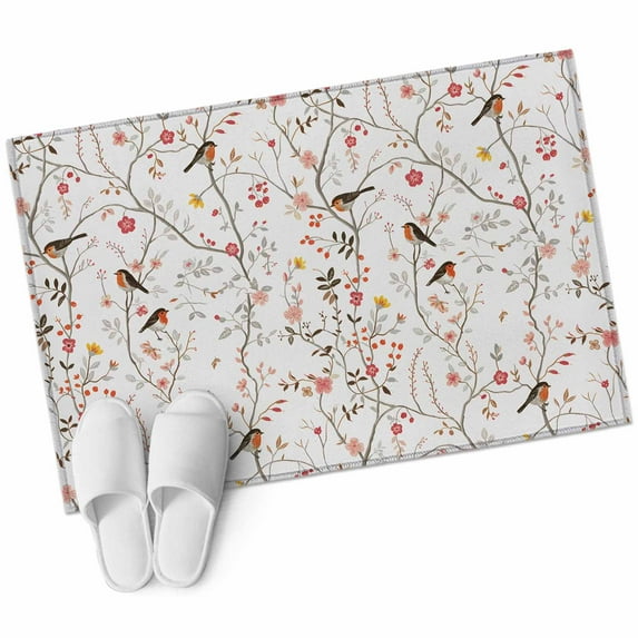 Bathroom Rugs 2x3 Ft, Flowers Birds Non Slip Area Rugs for Kitchen ...