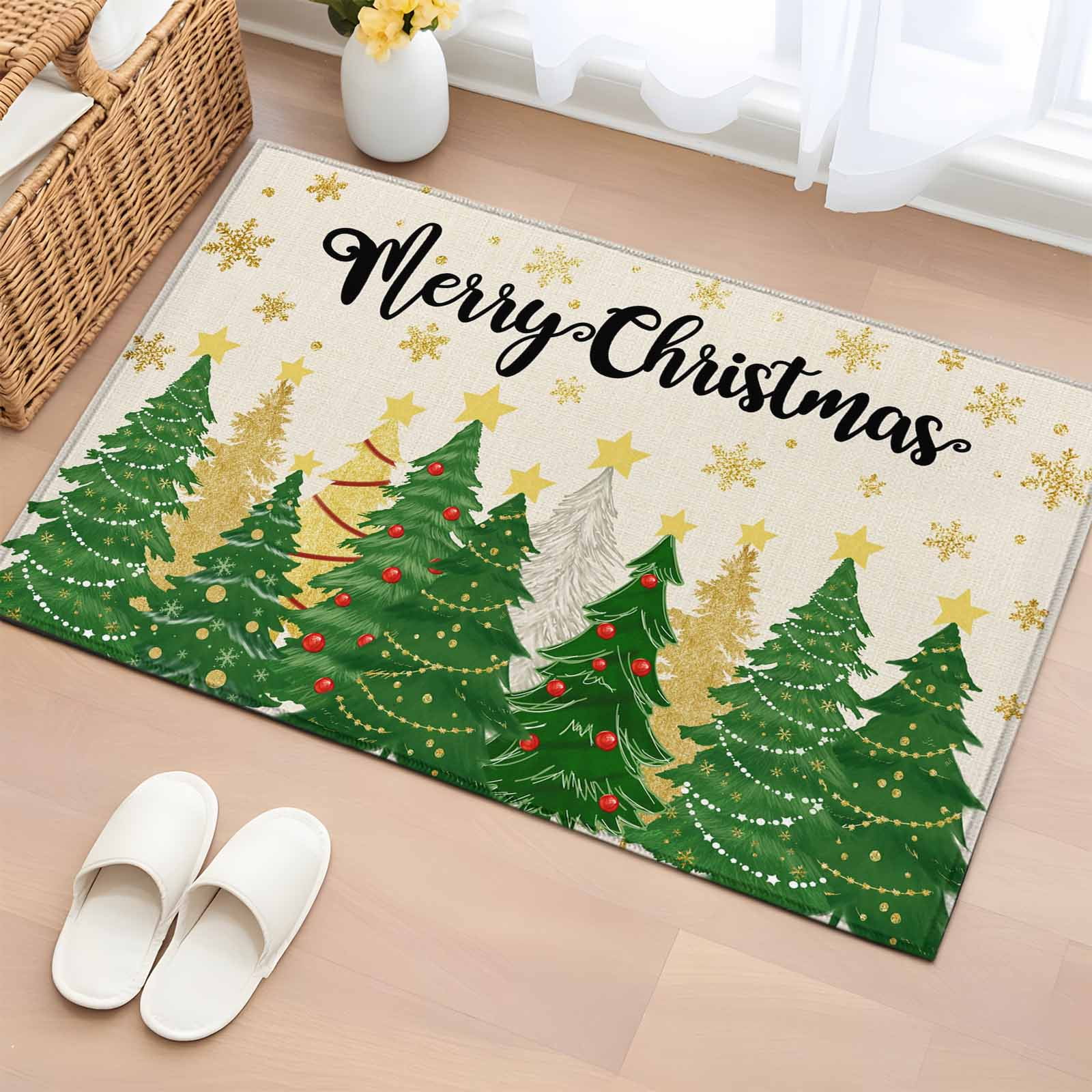 Bathroom Rugs 2x3 Ft, Green Christmas Non Slip Area Rugs for Kitchen ...