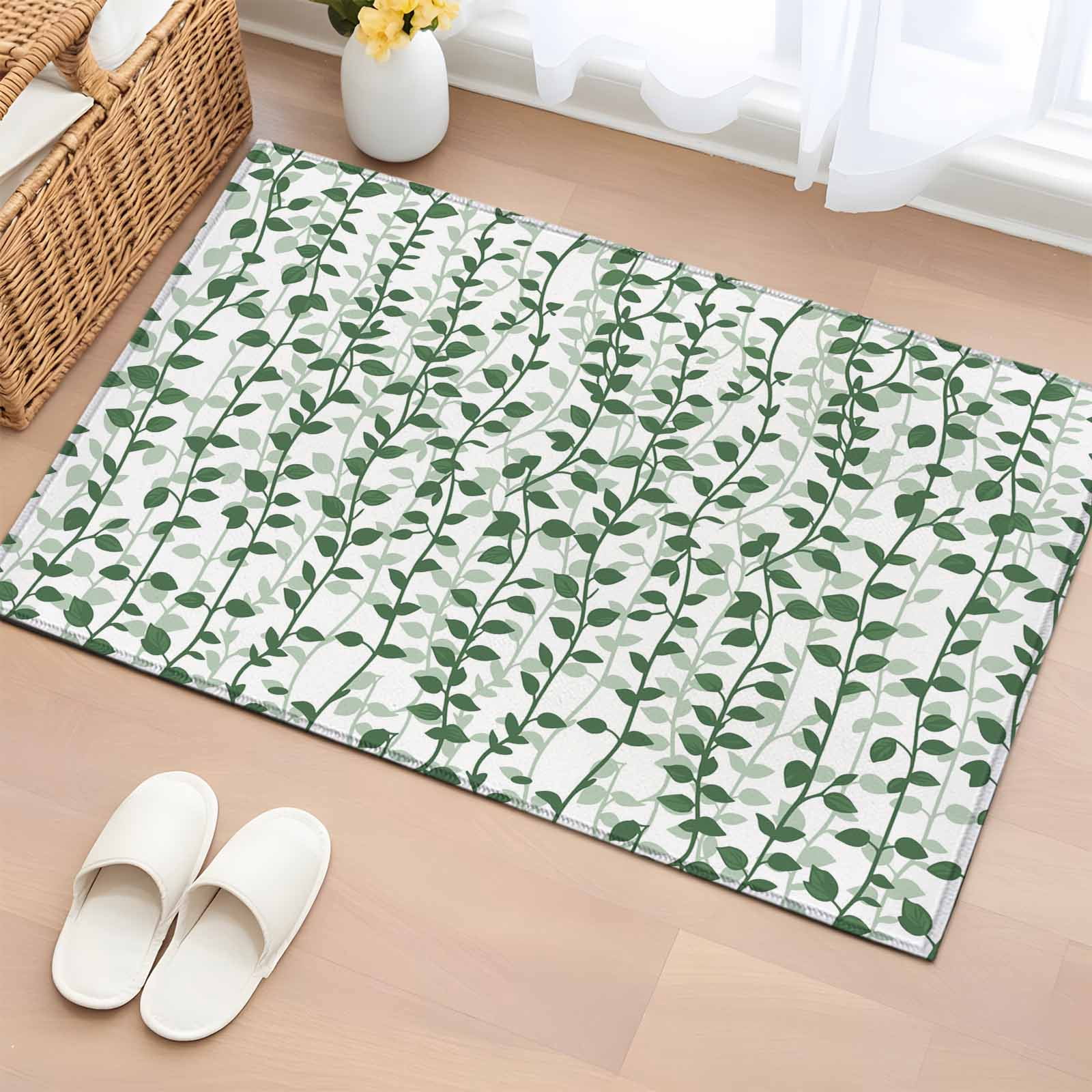 Bathroom Rugs 2x3 Ft, Green Ivy Leaves Non Slip Area Rugs for Kitchen ...