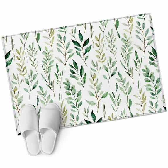 Bathroom Rugs 2x3 Ft, Green Leaves Non Slip Area Rugs for Kitchen ...