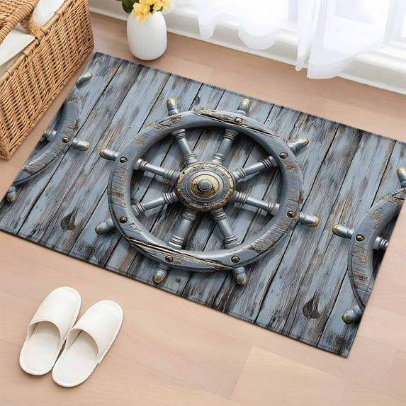 Bathroom Rugs 2x3 Ft, Grey Rudder Coastal Non Slip Area Rugs for ...