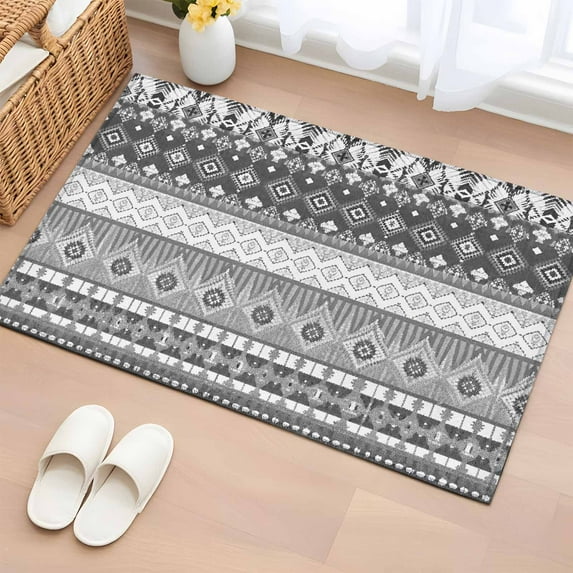 Bathroom Rugs 2x3 Ft, Grey White Boho Non Slip Area Rugs for Kitchen ...