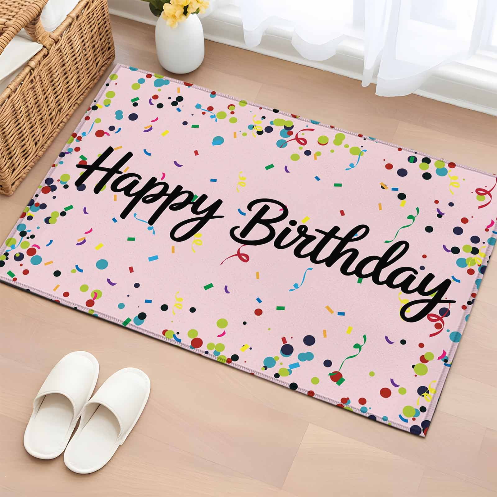 Bathroom Rugs 2x3 Ft, Happy Birthday Non Slip Area Rugs for Kitchen ...