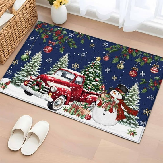 Bathroom Rugs 2x3 Ft, Navy Blue Christmas Non Slip Area Rugs for ...