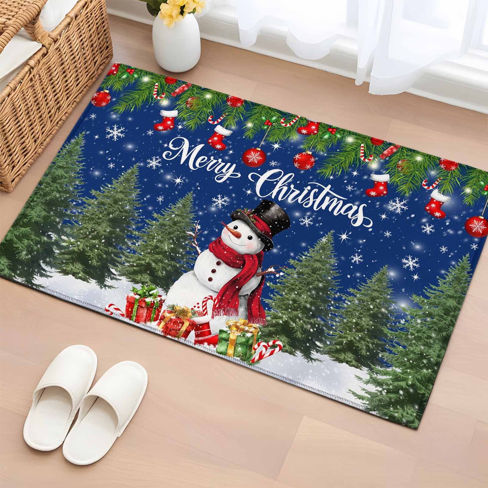 Bathroom Rugs 2x3 Ft, Navy Blue Christmas Non Slip Area Rugs for ...