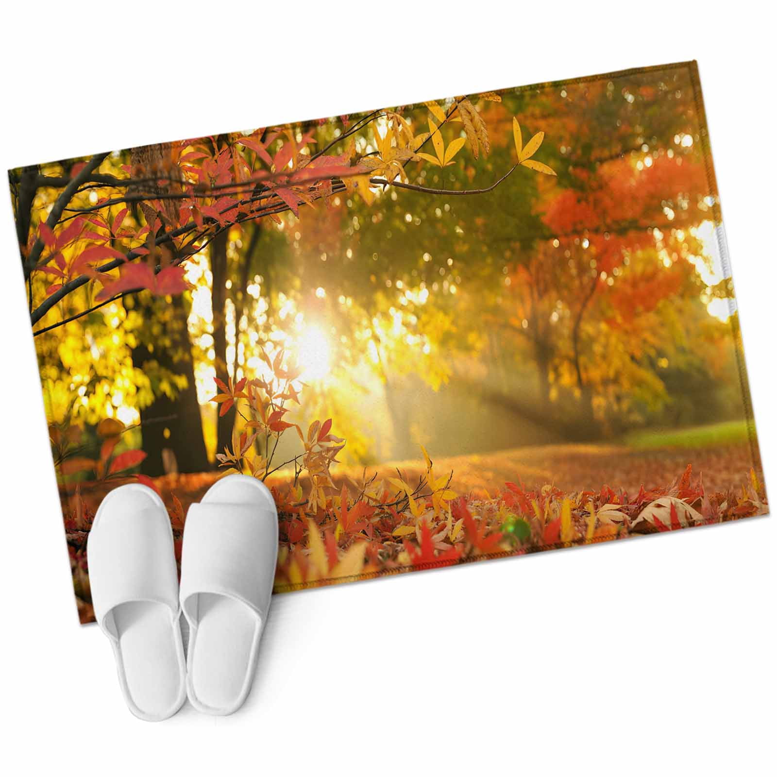 Bathroom Rugs 2x3 Ft, Orange Autumn Leaves Non Slip Area Rugs for ...