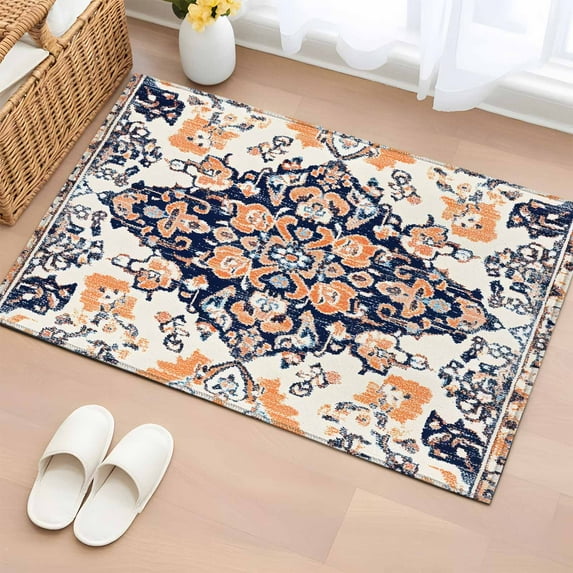 Bathroom Rugs 2x3 Ft, Orange Boho Non Slip Area Rugs for Kitchen ...
