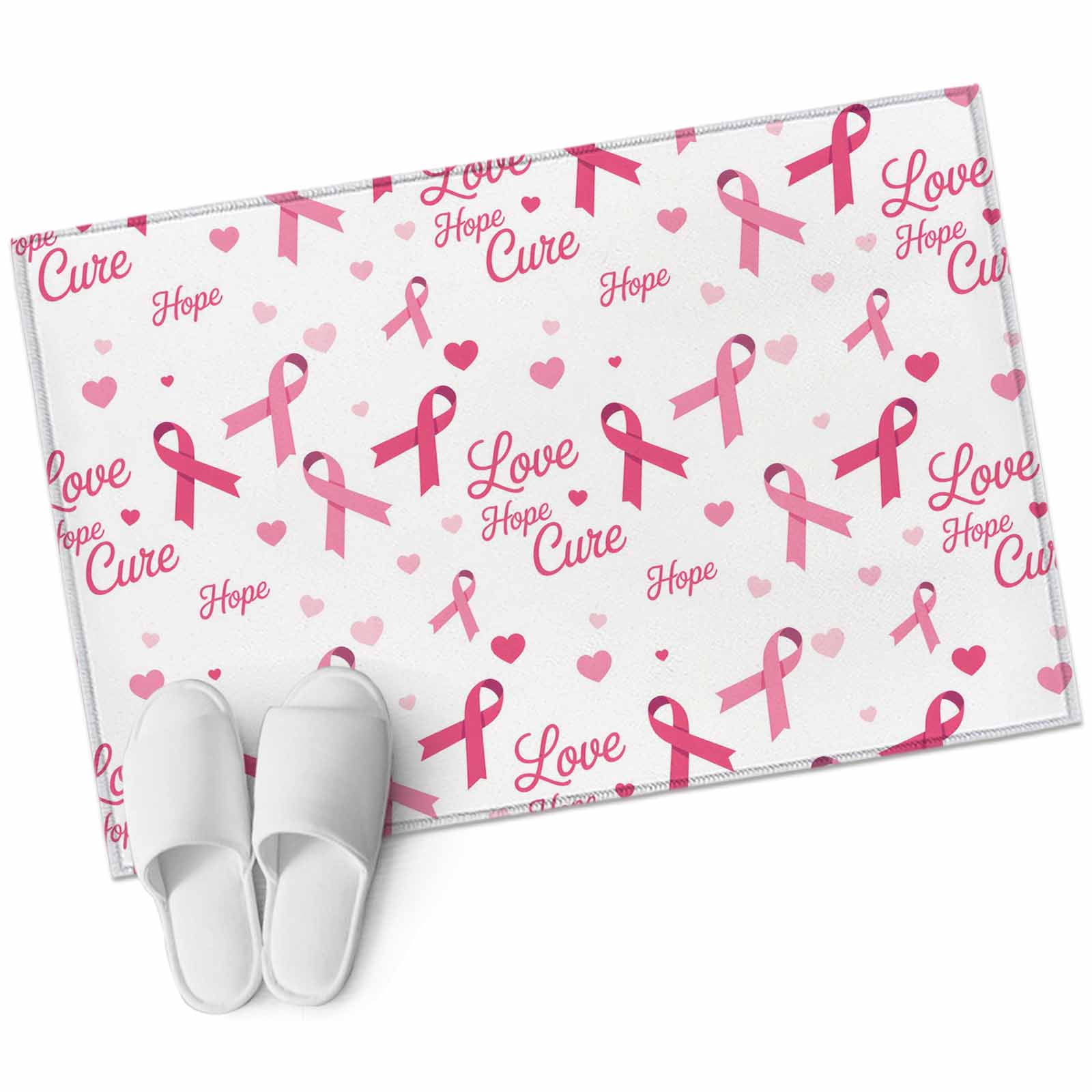 Bathroom Rugs 2x3 Ft, Pink Ribbon Non Slip Area Rugs for Kitchen ...