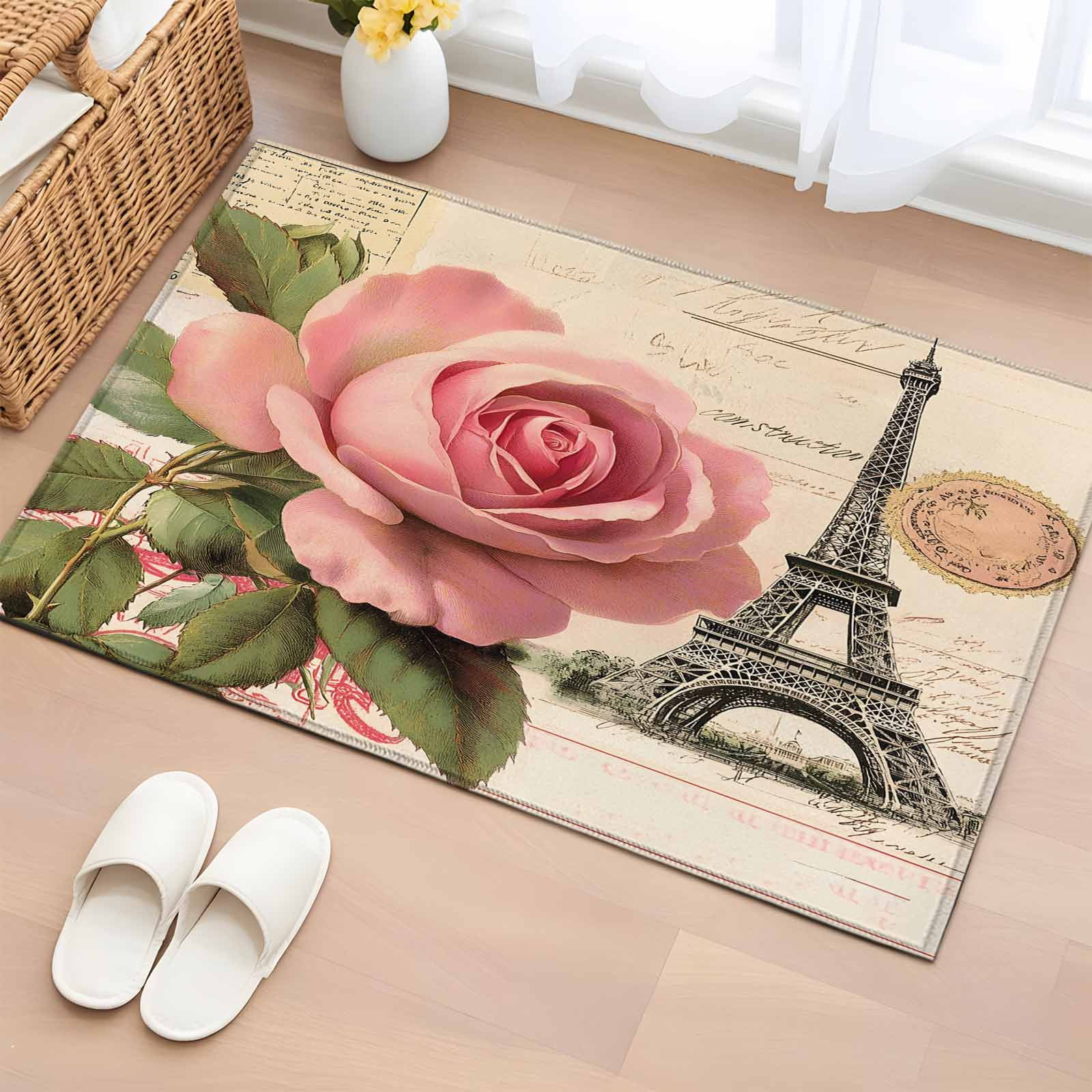 Bathroom Rugs 2x3 Ft, Pink Spring Floral Non Slip Area Rugs for Kitchen ...