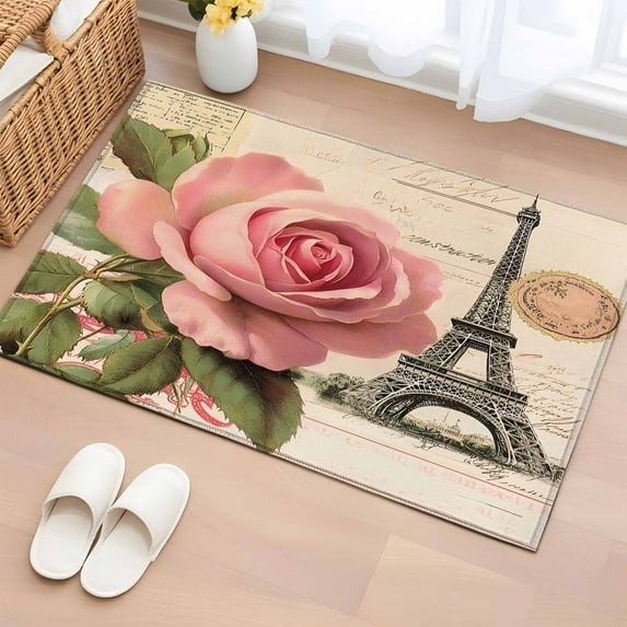 Bathroom Rugs 2x3 Ft, Pink Spring Floral Non Slip Area Rugs for Kitchen ...