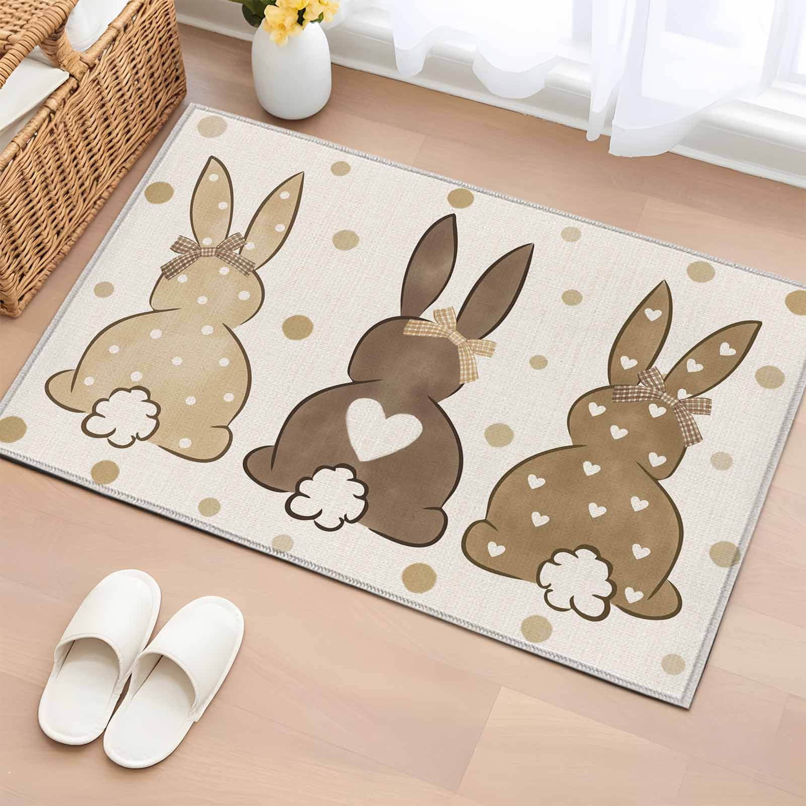 Bathroom Rugs 2x3 Ft, Polka Dot Bunny Non Slip Area Rugs for Kitchen ...