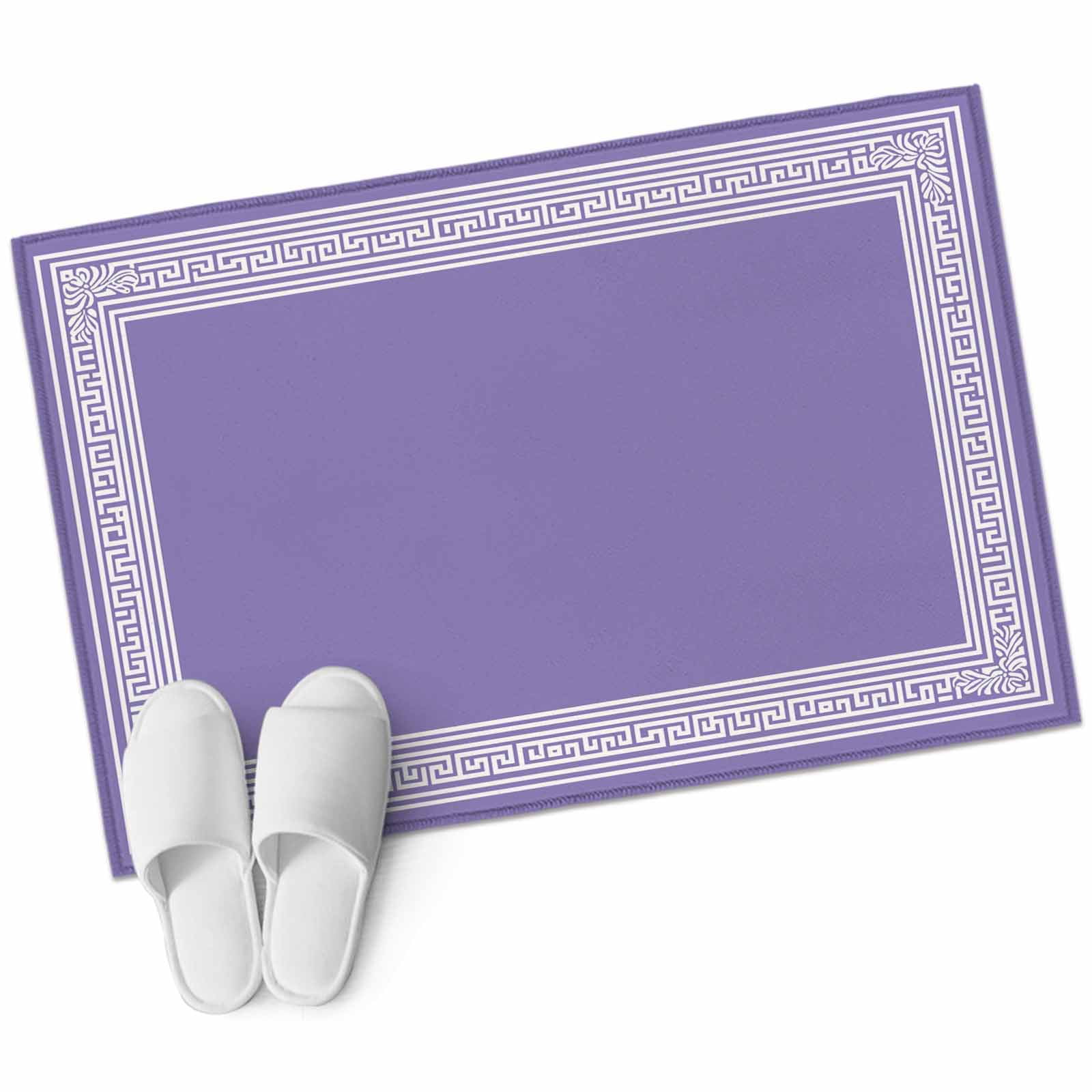 Bathroom Rugs 2x3 Ft, Purple Greek Key Non Slip Area Rugs for Kitchen ...