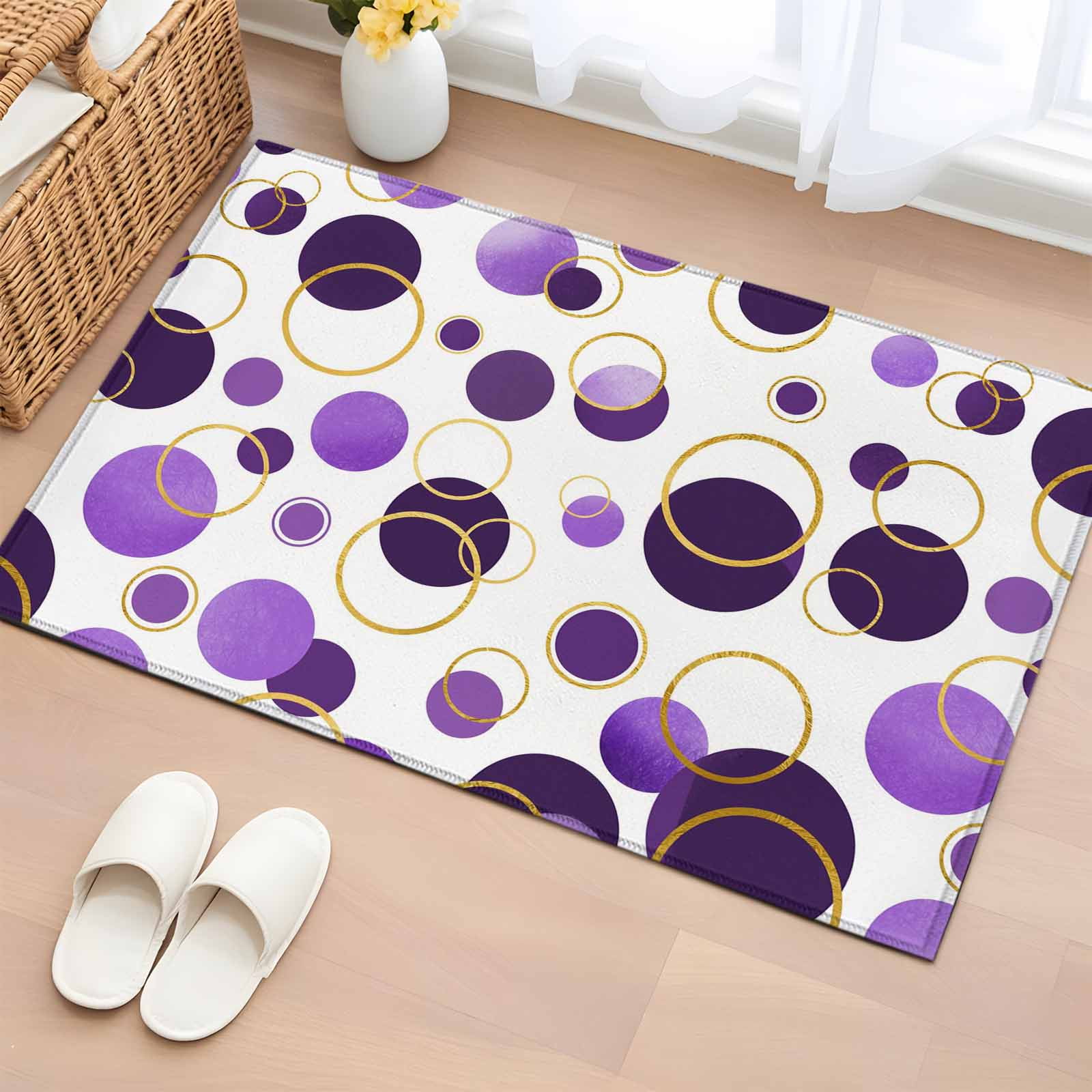 Bathroom Rugs 2x3 Ft, Purple Polka Dots Non Slip Area Rugs for Kitchen ...