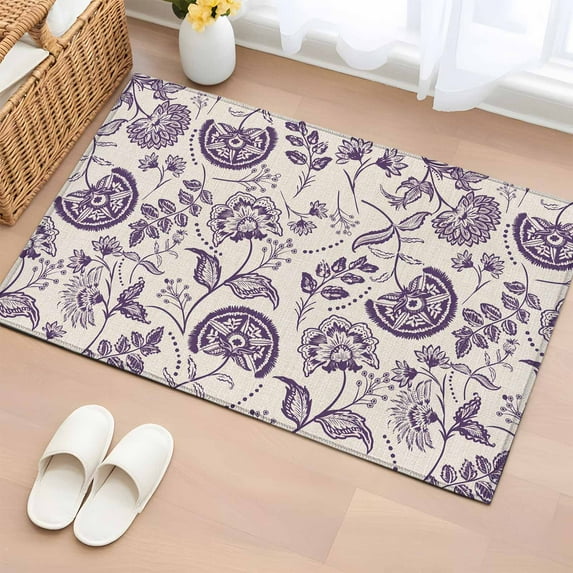 Bathroom Rugs 2x3 Ft, Purple Spring Floral Non Slip Area Rugs for ...