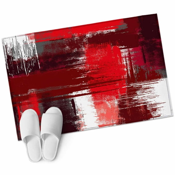 Bathroom Rugs 2x3 Ft, Red Abstract Non Slip Area Rugs for Kitchen ...