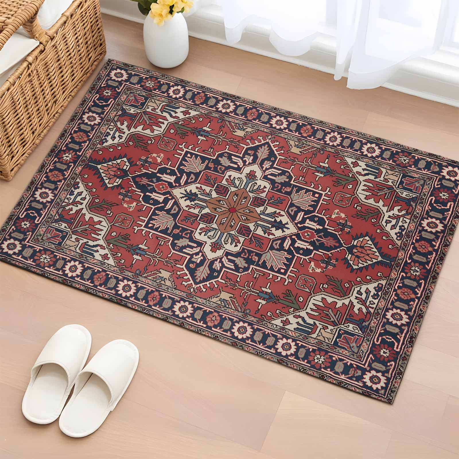 Bathroom Rugs 2x3 Ft, Red Boho Non Slip Area Rugs for Kitchen Bedroom ...