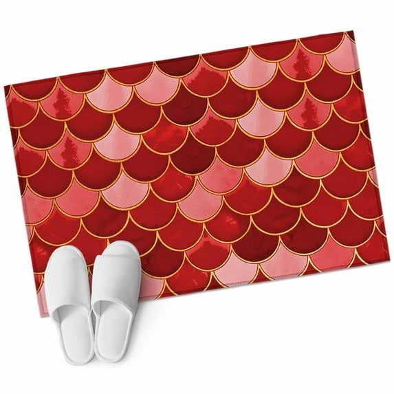 Bathroom Rugs 2x3 Ft, Red Fish Scale Non Slip Area Rugs for Kitchen ...