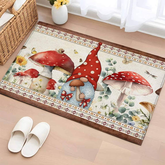 Bathroom Rugs 2x3 Ft, Red Mushroom Gnomes Non Slip Area Rugs for ...