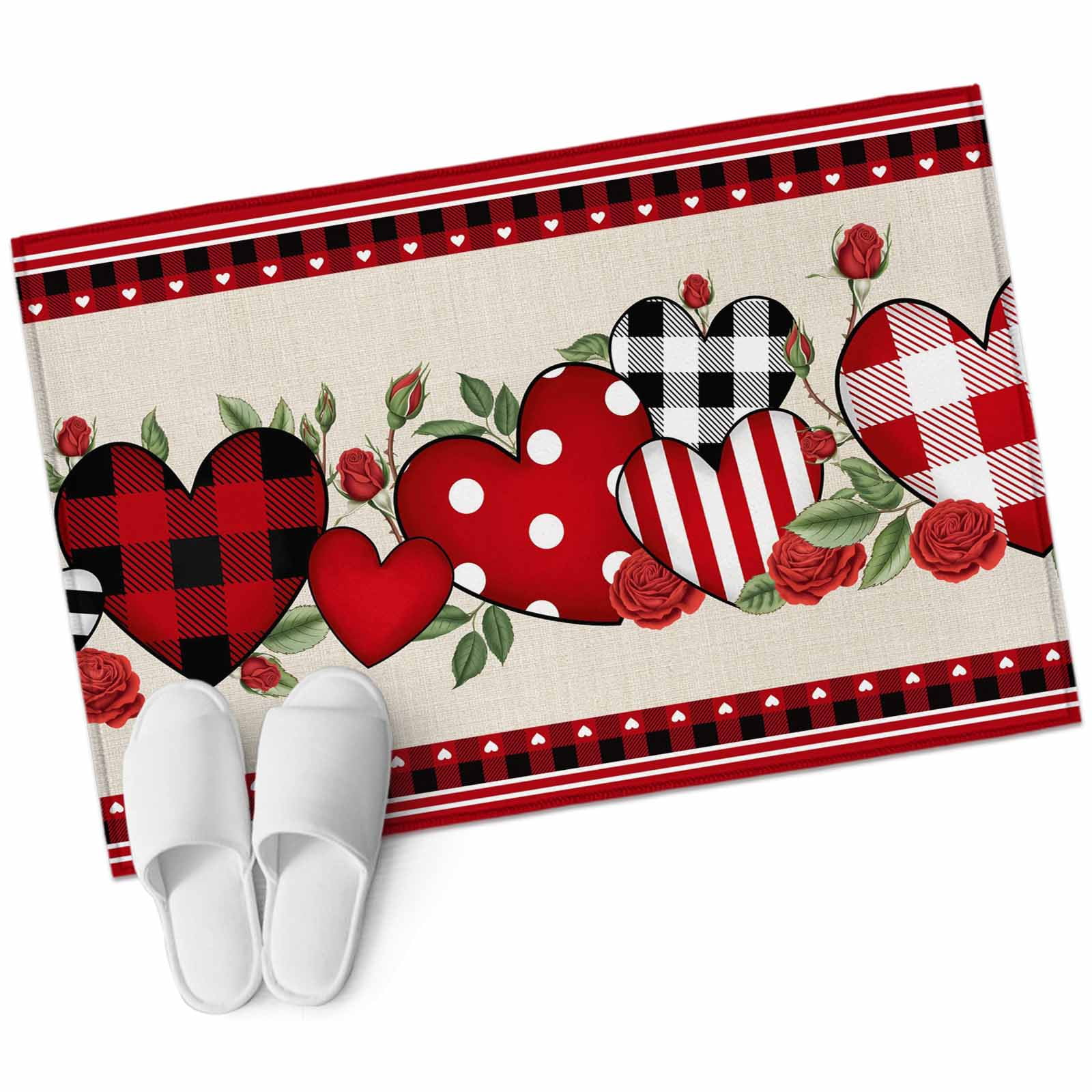 Bathroom Rugs 2x3 Ft, Red Valentine's Day Non Slip Area Rugs for ...