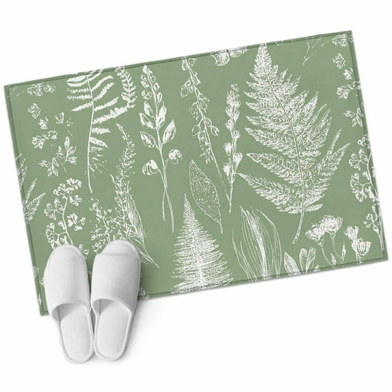 Bathroom Rugs 2x3 Ft, Sage Green Botanical Non Slip Area Rugs for ...