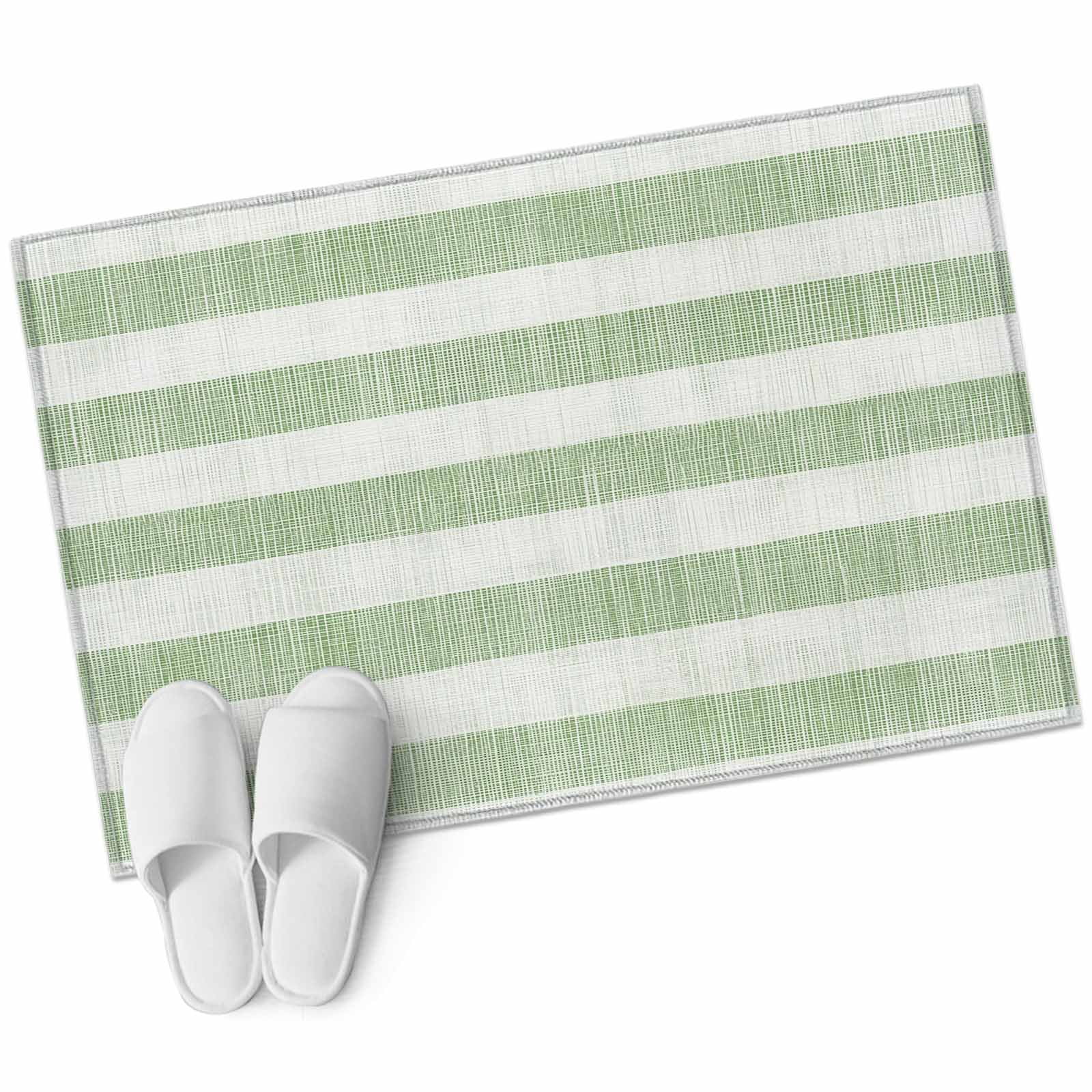 Bathroom Rugs 2x3 Ft, Sage Green Striped Non Slip Area Rugs for Kitchen ...
