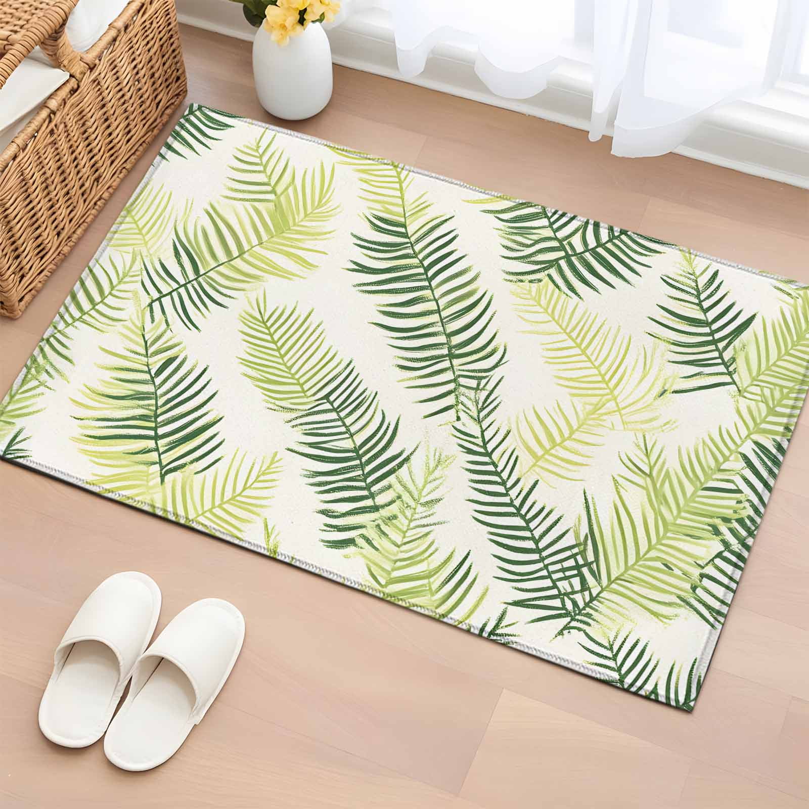 Bathroom Rugs 2x3 Ft, Sage Green Summer Botanical Non Slip Area Rugs ...