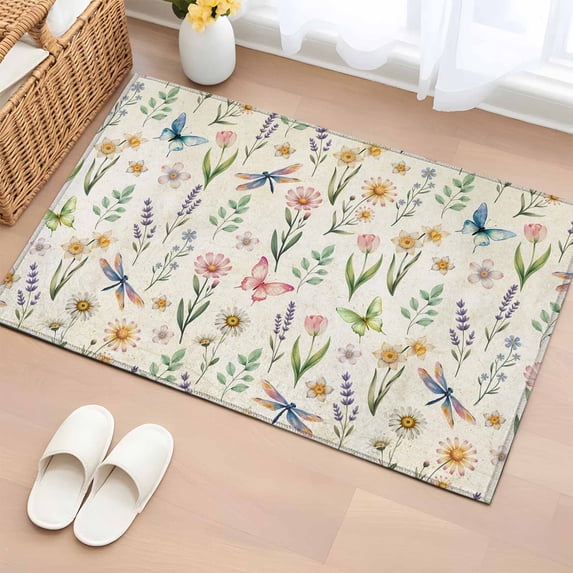 Bathroom Rugs 2x3 Ft, Spring Floral Non Slip Area Rugs for Kitchen ...