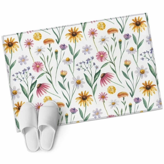 Bathroom Rugs 2x3 Ft, Spring Floral Non Slip Area Rugs for Kitchen ...