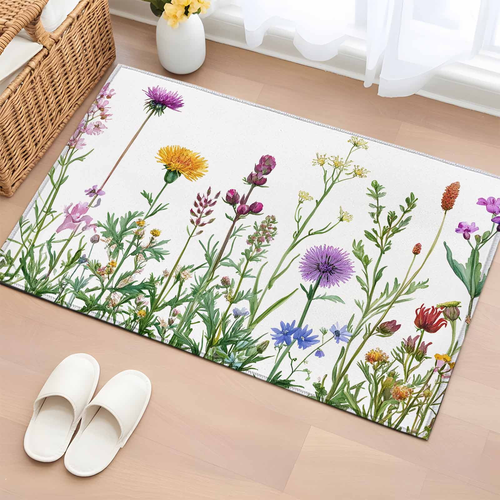 Bathroom Rugs 2x3 Ft, Spring Summer Flowers Non Slip Area Rugs for ...