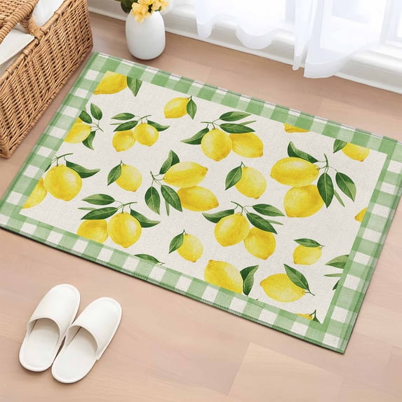 Bathroom Rugs 2x3 Ft, Summer Lemons Non Slip Area Rugs for Kitchen ...