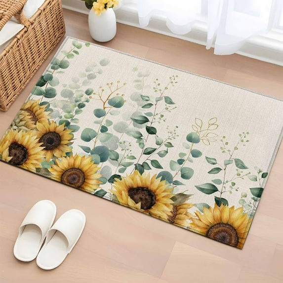 Bathroom Rugs 2x3 Ft, Sunflower Non Slip Area Rugs for Kitchen Bedroom ...
