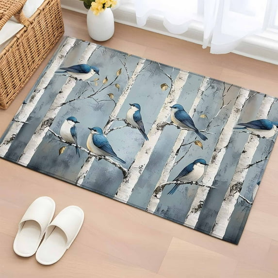 Bathroom Rugs 2x3 Ft, Teal Birds Non Slip Area Rugs for Kitchen Bedroom ...