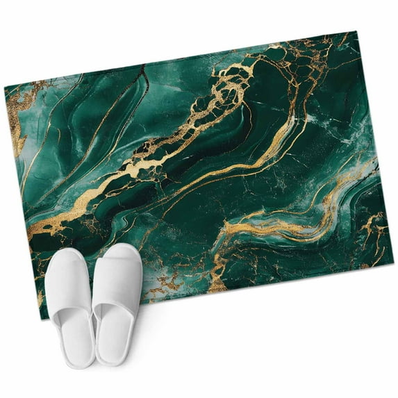 Bathroom Rugs 2x3 Ft, Teal Golden Marble Non Slip Area Rugs for Kitchen ...