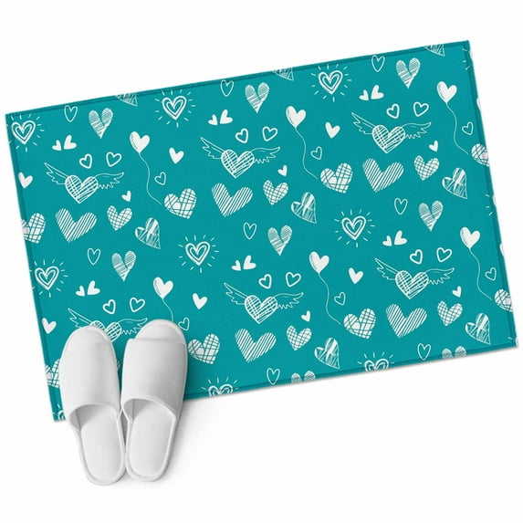 Bathroom Rugs 2x3 Ft, Teal Valentine's Day Non Slip Area Rugs for ...