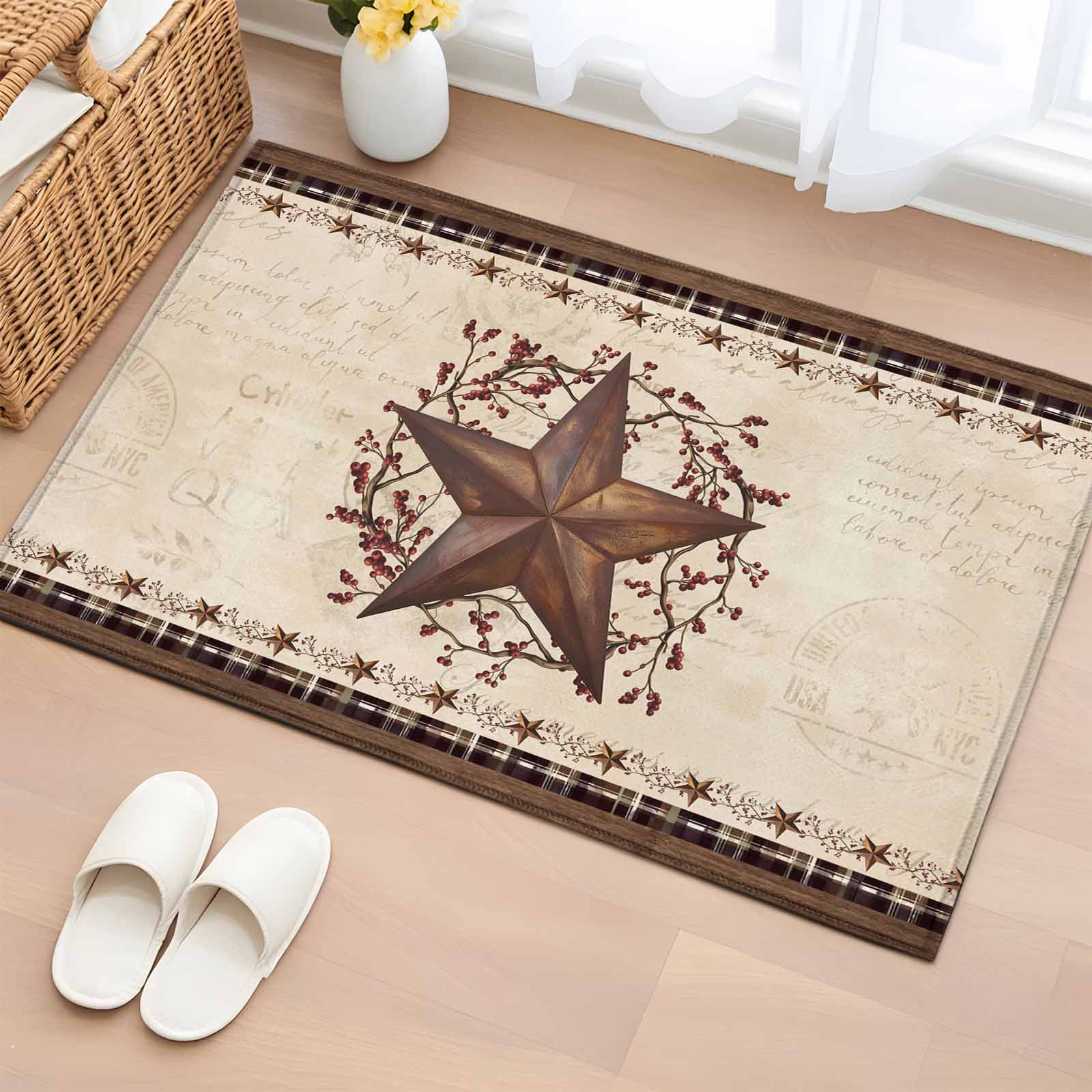 Bathroom Rugs 2x3 Ft, Texas Star Vintage Non Slip Area Rugs for Kitchen ...