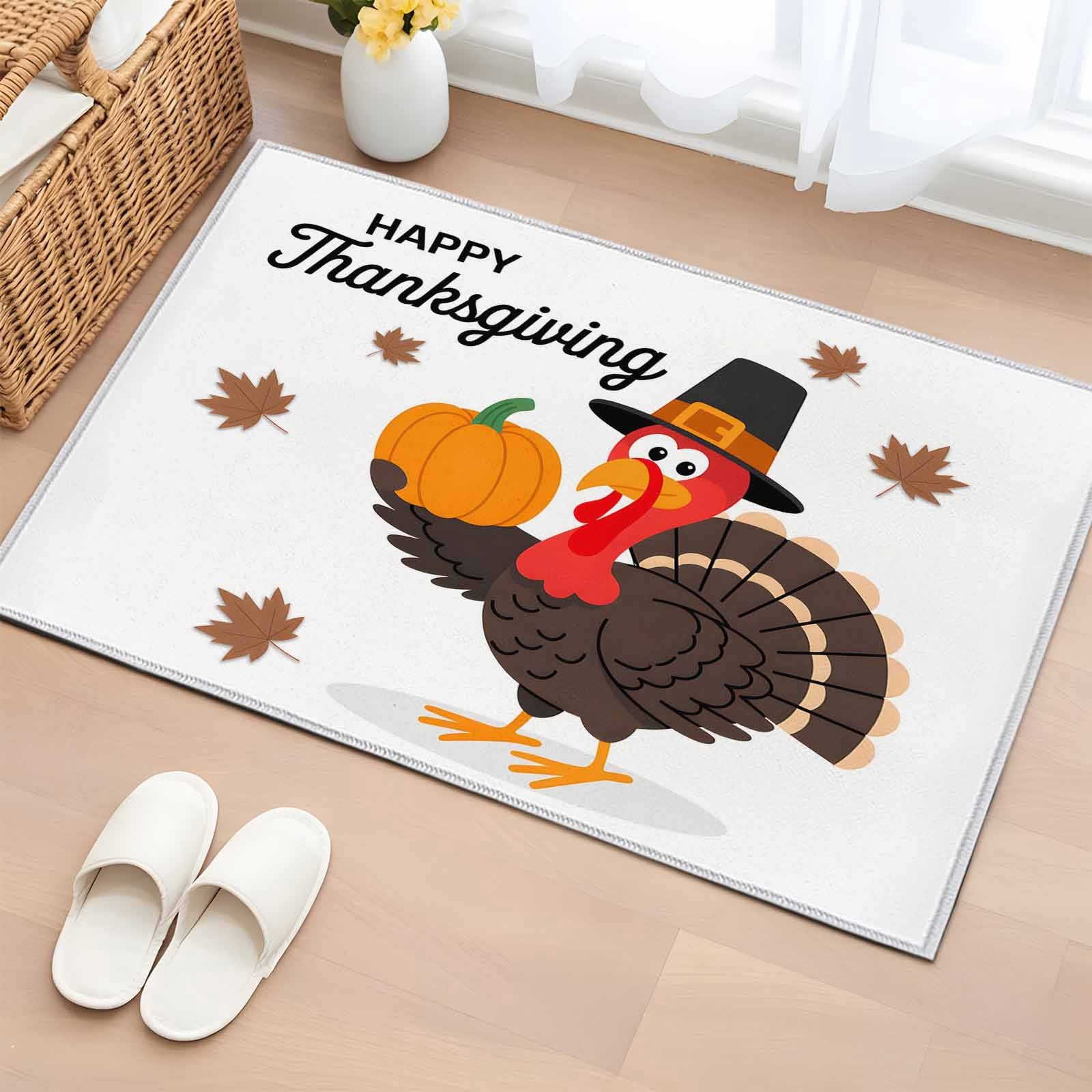 Bathroom Rugs 2x3 Ft, Thanksgiving Turkey Non Slip Area Rugs for ...